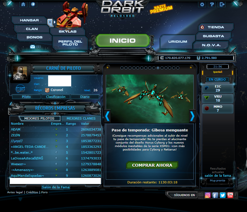 Cuentas Darkorbit