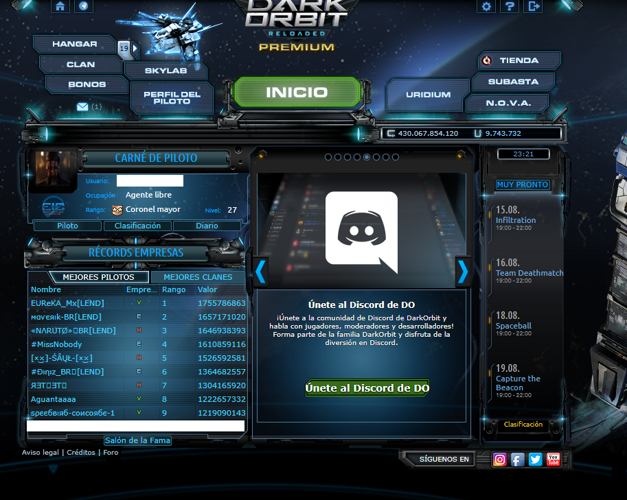 Cuentas Darkorbit